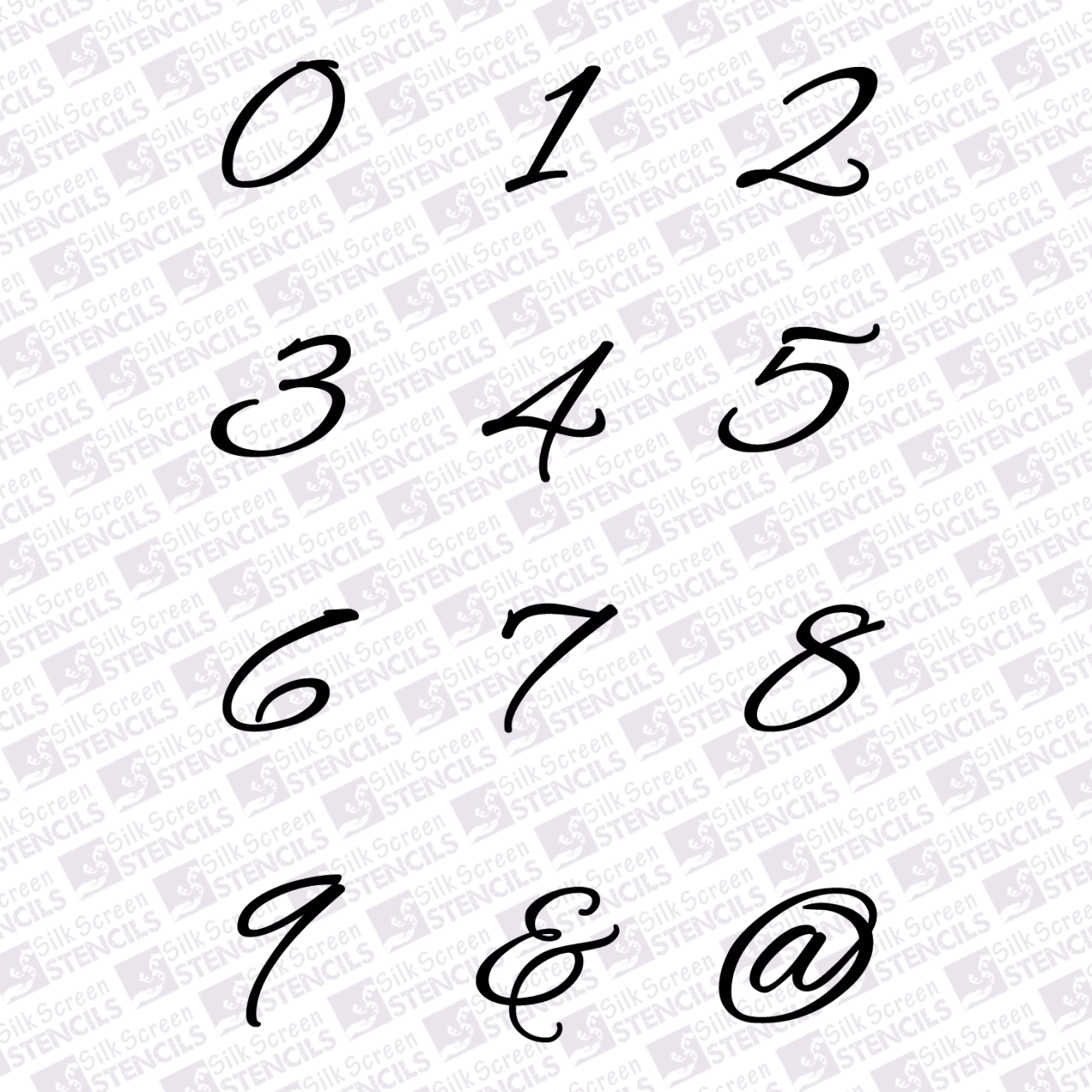 Cursive number set | Silkscreen Stencils