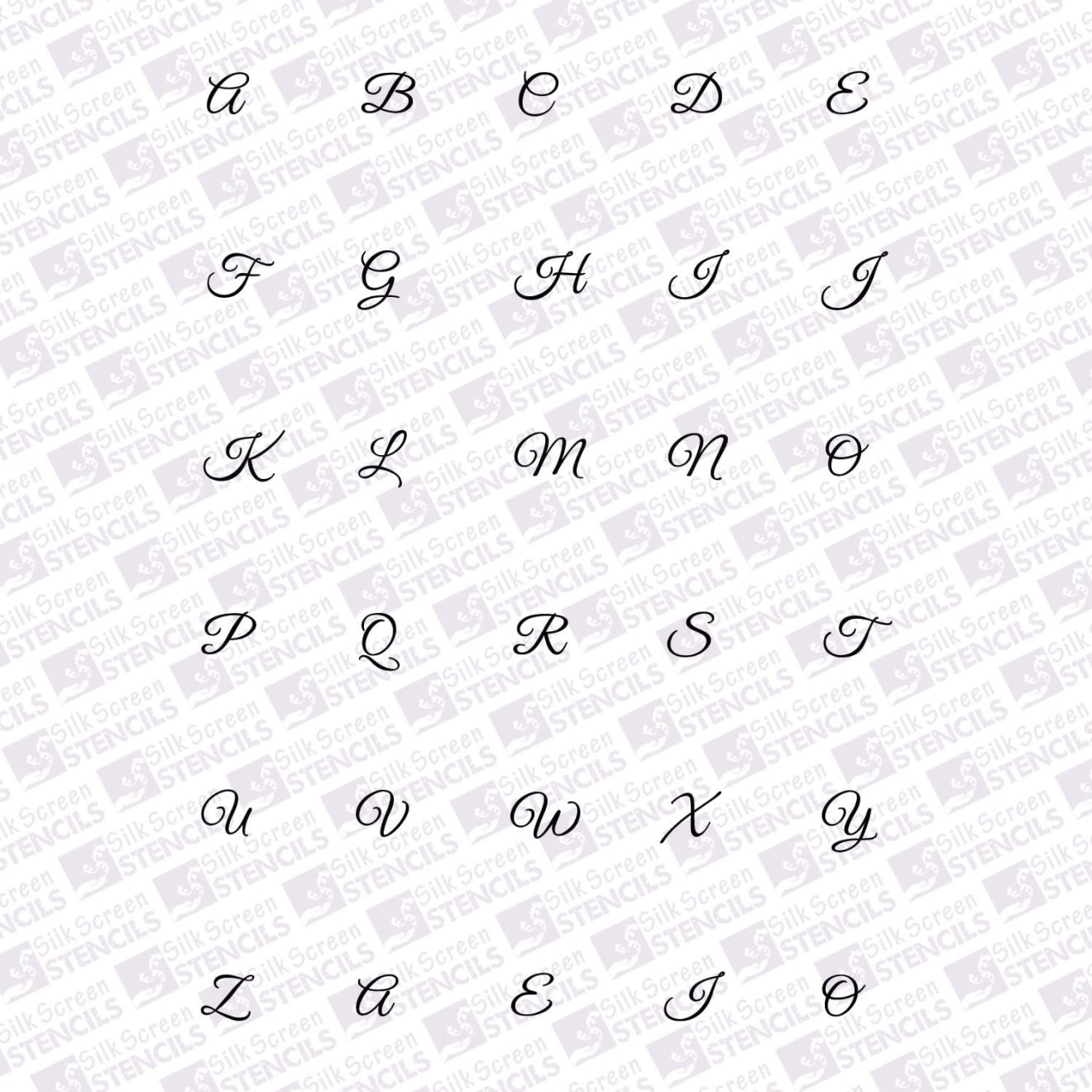 Cursive Alphabet Page | Silkscreen Stencils