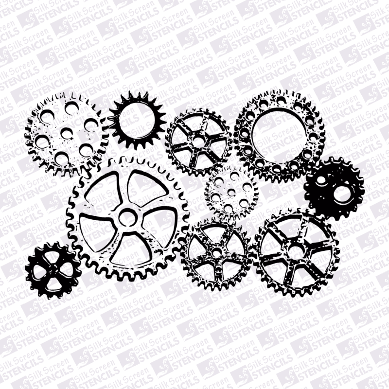 Clock Cogs | Silkscreen Stencils