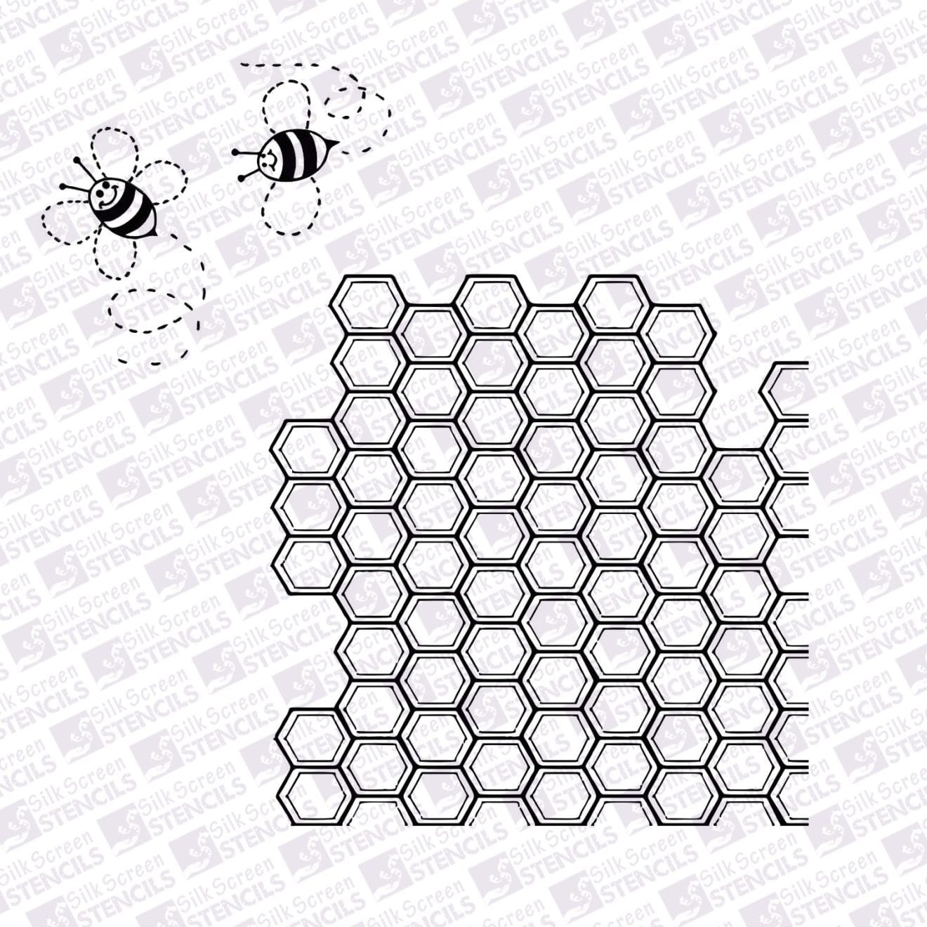 sq Honey comb with bees | Silkscreen Stencils