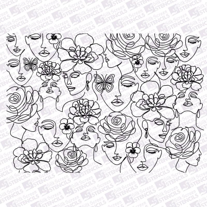 Floral faces | Silkscreen Stencils